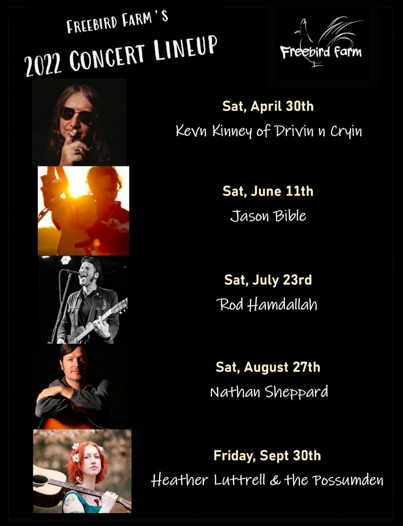 2022 Concert Lineup – Freebird Farm