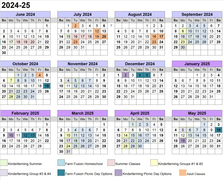 2024-25 Calendar – Freebird Farm